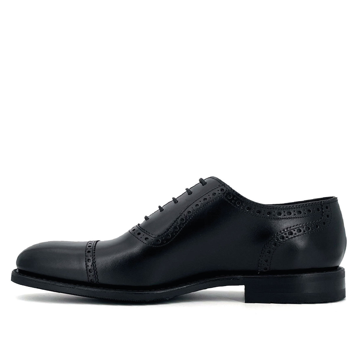 Loake 1880 Fleet Black Calf Semi-Brogue Oxford - SKOBAREN