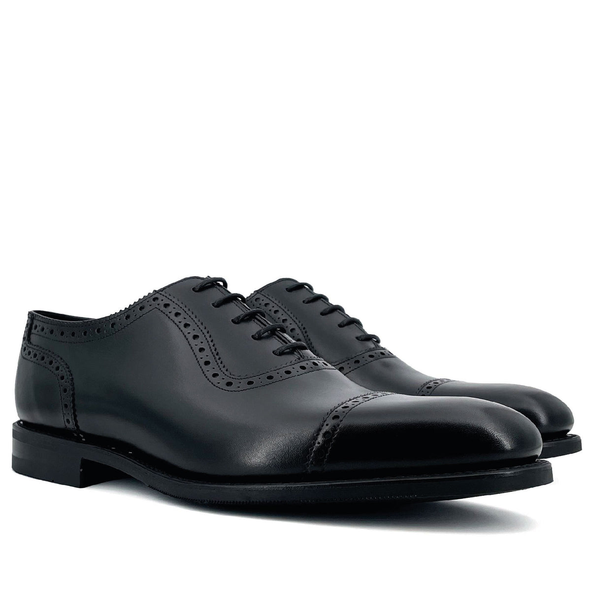 Loake 1880 Fleet Black Calf Semi-Brogue Oxford - SKOBAREN